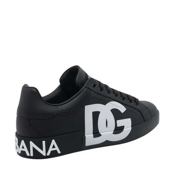 Dolce & Gabbana Portofino Sneakers With Dg Logo Print - Black