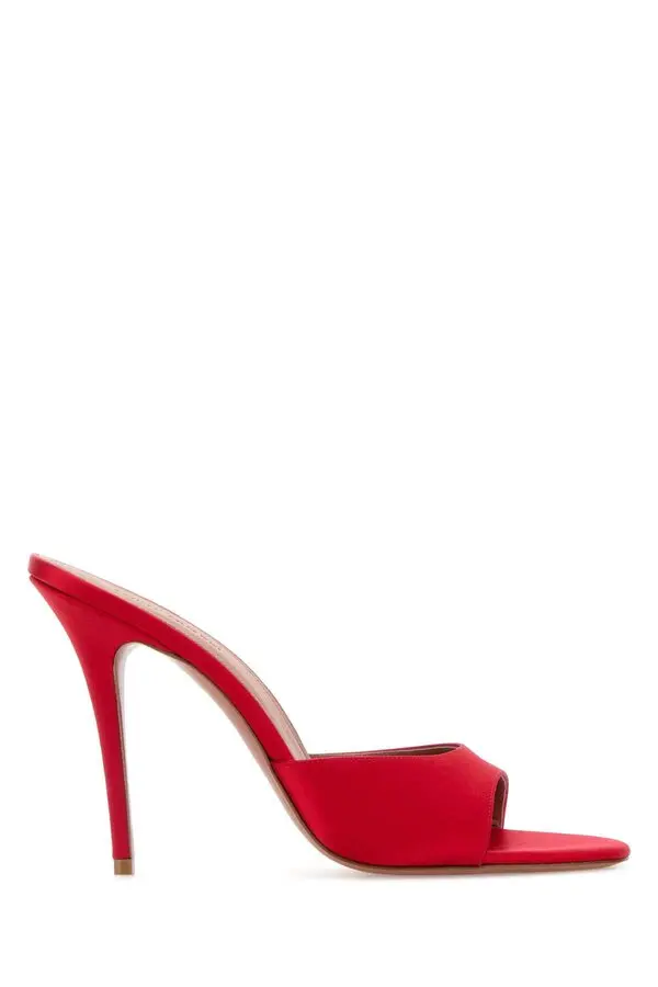 Amina Muaddi Elodie Satin Mules - Red
