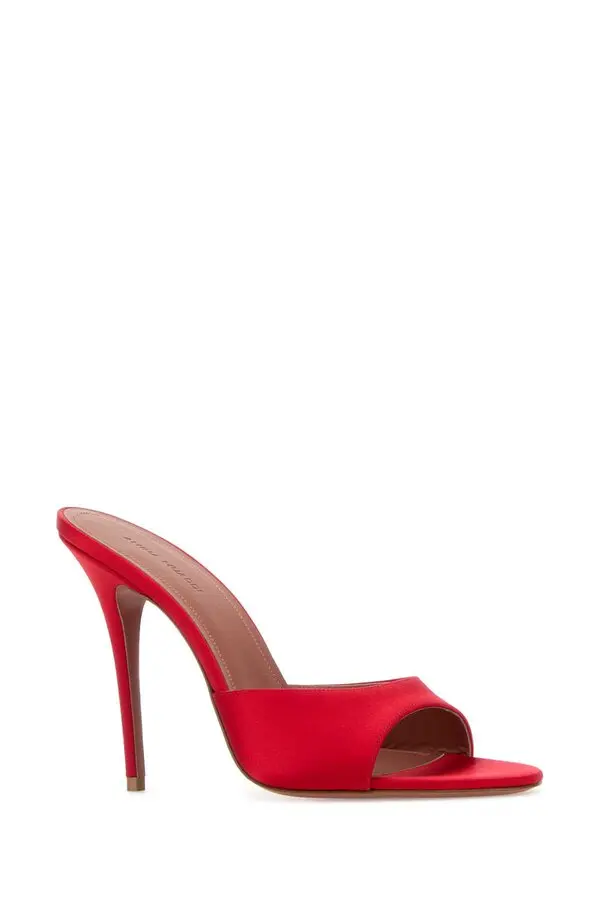 Amina Muaddi Elodie Satin Mules - Red