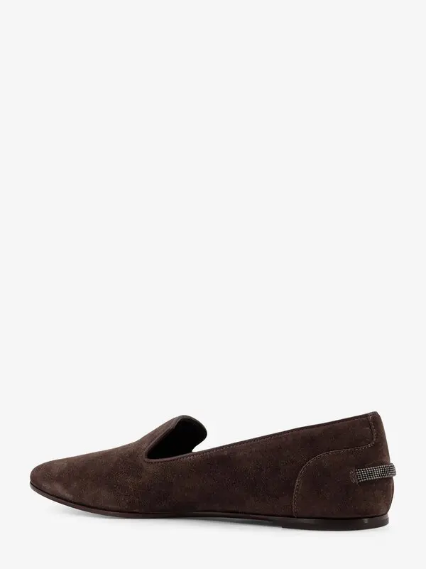 Brunello Cucinelli Suede Loafers With Monili Detail - Brown