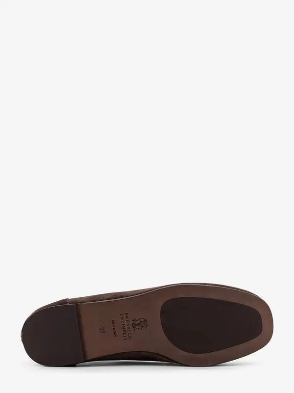 Brunello Cucinelli Suede Loafers With Monili Detail - Brown
