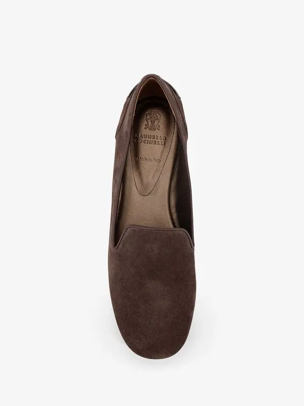 Brunello Cucinelli Suede Loafers With Monili Detail - Brown