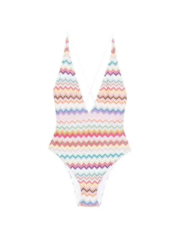 Missoni Herringbone V-neck One-piece Swimsuit - Multicolor