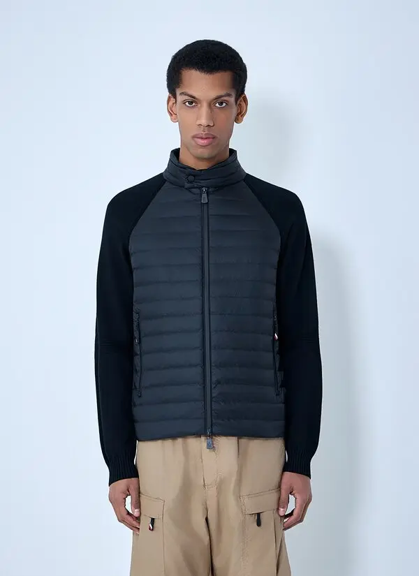 Moncler Quilted Knit Zip-up Cardigan - Black