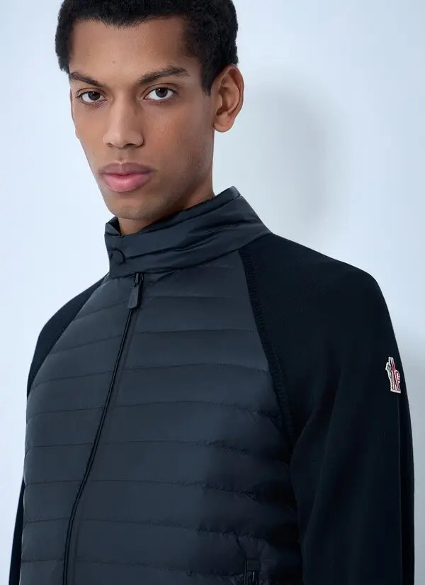 Moncler Quilted Knit Zip-up Cardigan - Black