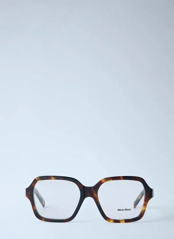 Miu Miu Square Optical Eyeglasses With Logo Detail - Brown