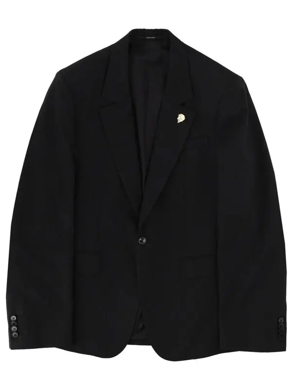 Gucci Single-breasted Jacket With Gg Weave - Black