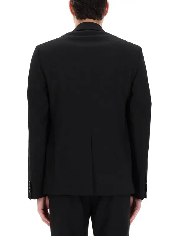 Gucci Single-breasted Jacket With Gg Weave - Black