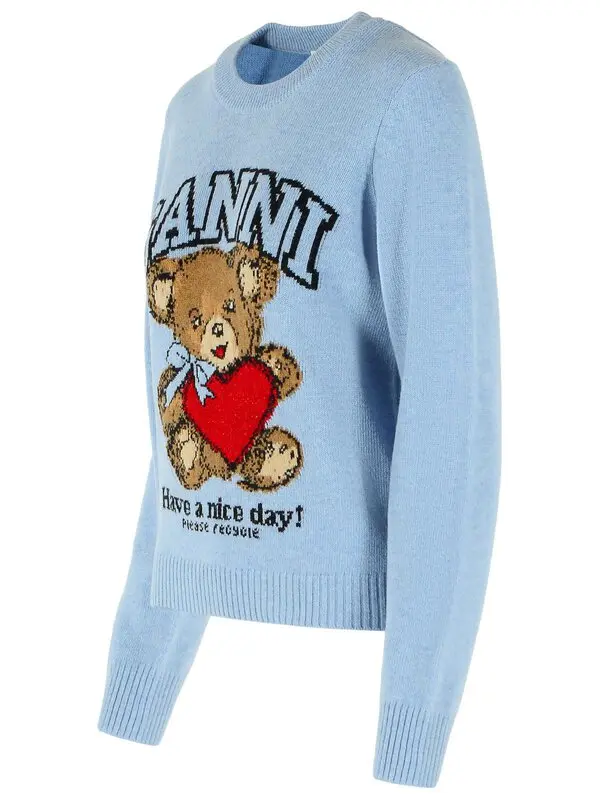 GANNI Light Wool Blend Sweater With Graphic Pattern