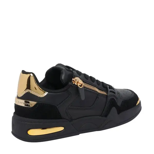 GIUSEPPE ZANOTTI Ghost" Leather And Suede Sneakers With Accents - Gold