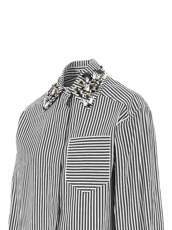 Sportmax Striped Cotton Shirt With Decorative Collar - Multicolor