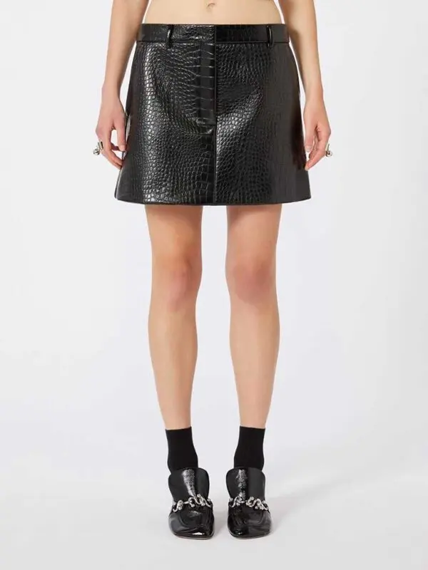 Sportmax Patent Leather Alligator Mini Skirt