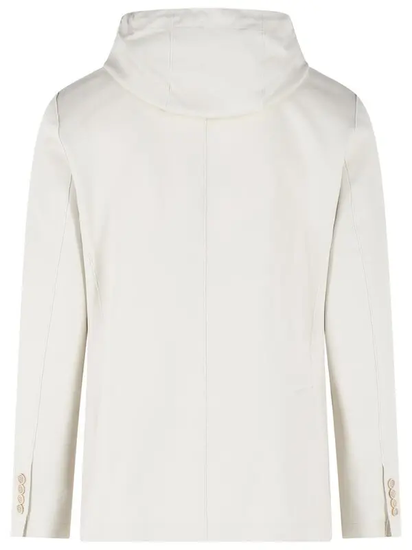 Eleventy Cotton Blend Blazer With Drawstring Hood - Cream