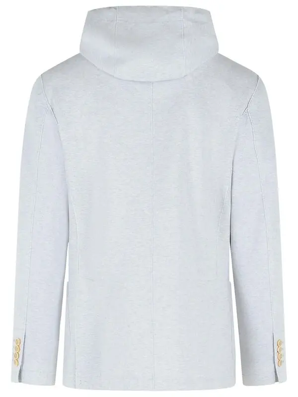 Eleventy Grey Cotton Blend Blazer With Drawstring Hood - Gray