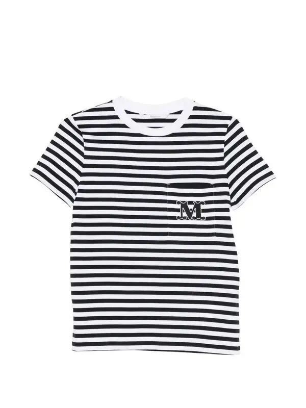 Max Mara Striped T-shirt With Embroidered Applique