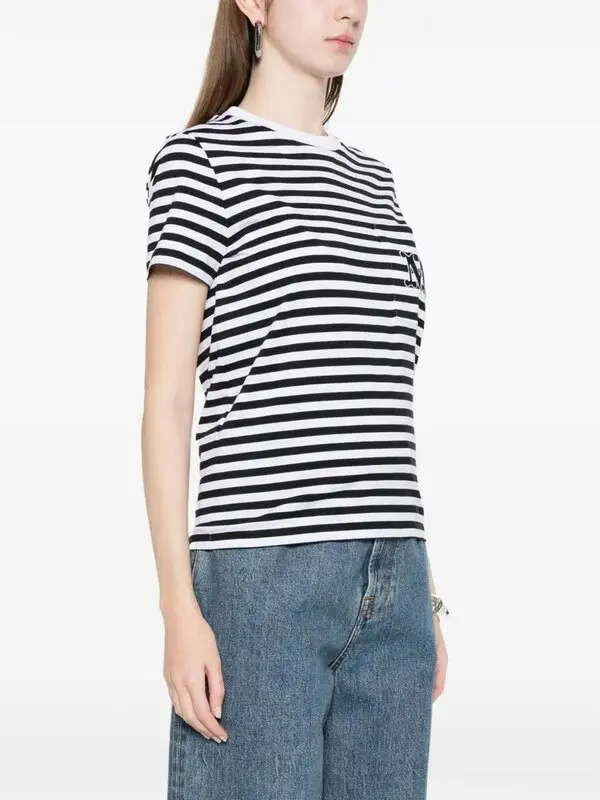 Max Mara Striped T-shirt With Embroidered Applique