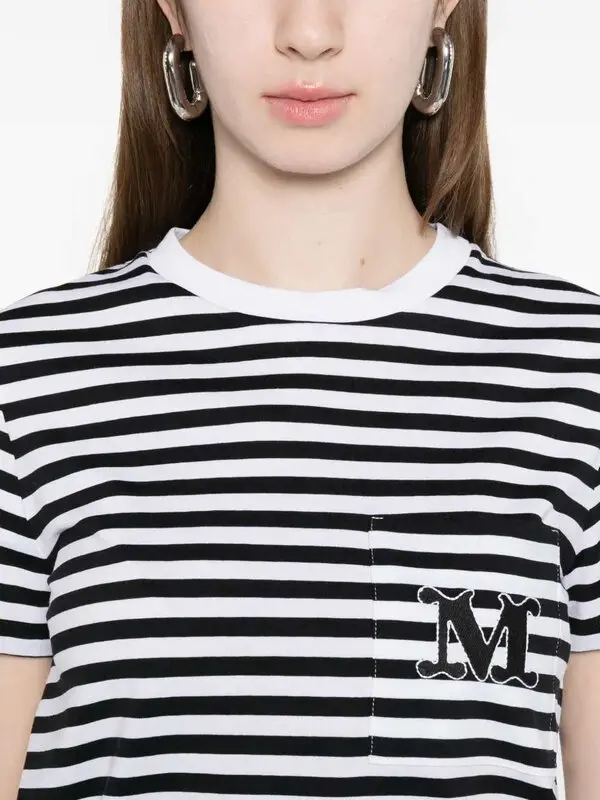 Max Mara Striped T-shirt With Embroidered Applique