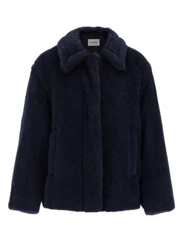 Max Mara Alpaca And Wool Teddy Fabric Coat - Blue