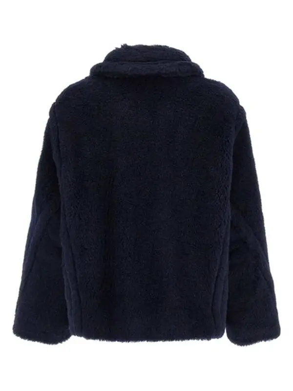 Max Mara Alpaca And Wool Teddy Fabric Coat - Blue