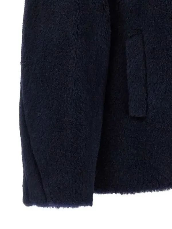 Max Mara Alpaca And Wool Teddy Fabric Coat - Blue