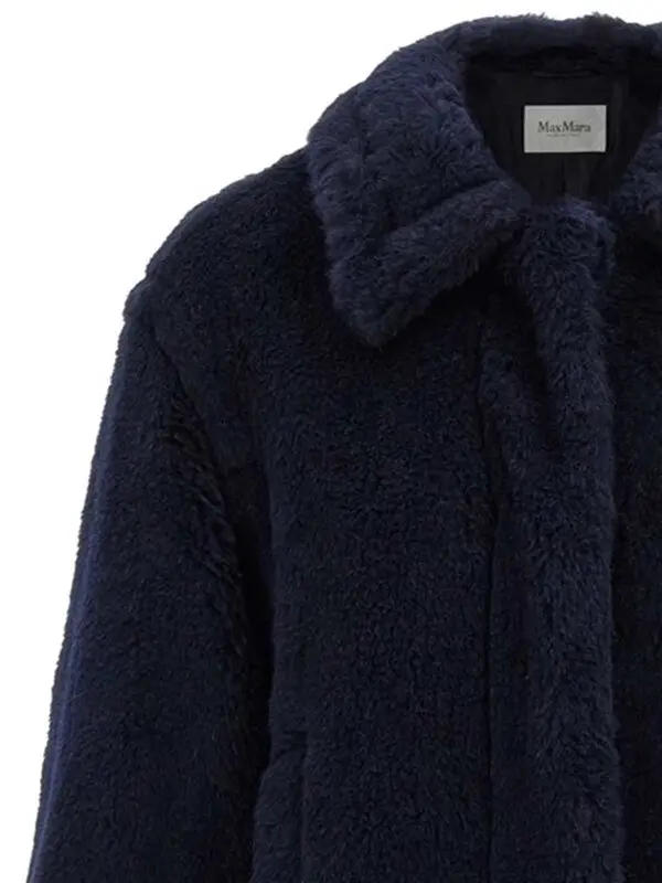 Max Mara Alpaca And Wool Teddy Fabric Coat - Blue