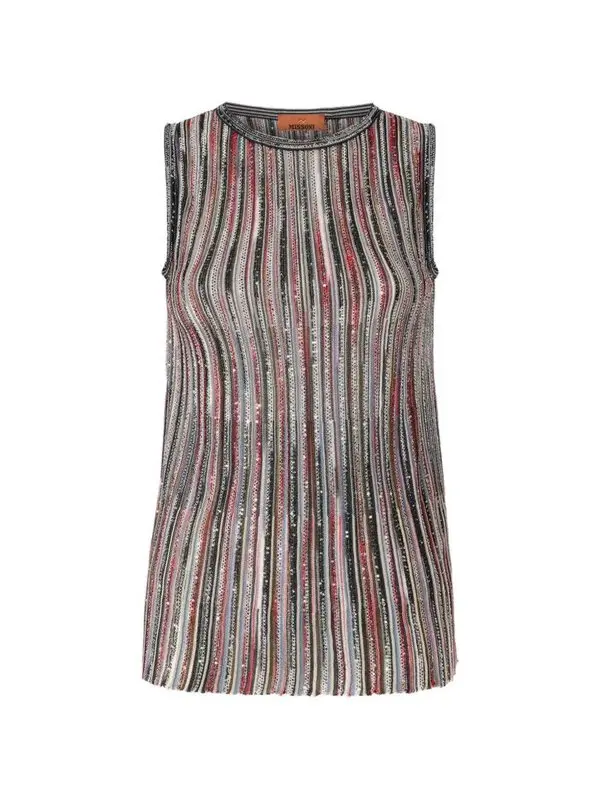 Missoni Sleeveless Sequin Embellished Striped Top - Multicolor