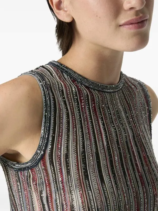Missoni Sleeveless Sequin Embellished Striped Top - Multicolor