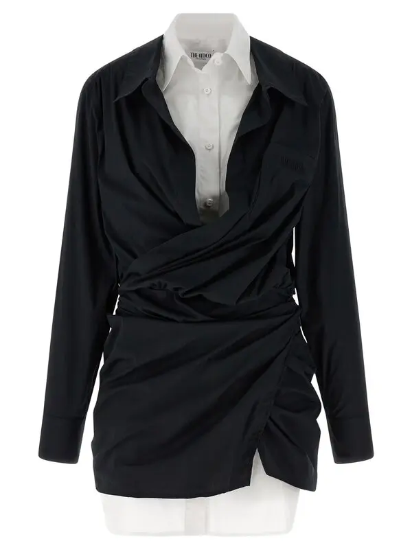 Attico Double Layer Shirt Dress With Embroidered Logo