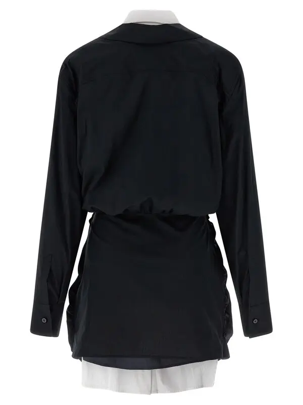 Attico Double Layer Shirt Dress With Embroidered Logo