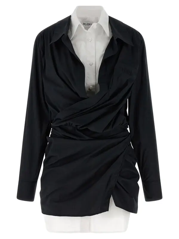 Attico Double Layer Shirt Dress With Embroidered Logo