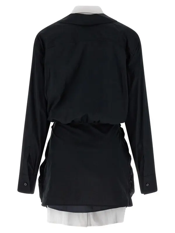 Attico Double Layer Shirt Dress With Embroidered Logo