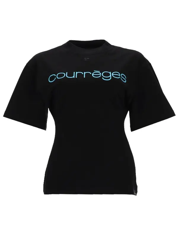 COURREGES Cotton Logo T-shirt - Black