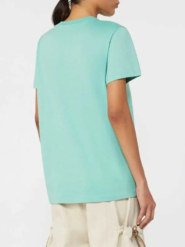 Max Mara Cotton T-shirt With Logo Detail - Blue