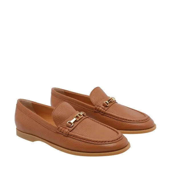 TOD'S Leather Loafers With Gold Tone Hardware - Brown