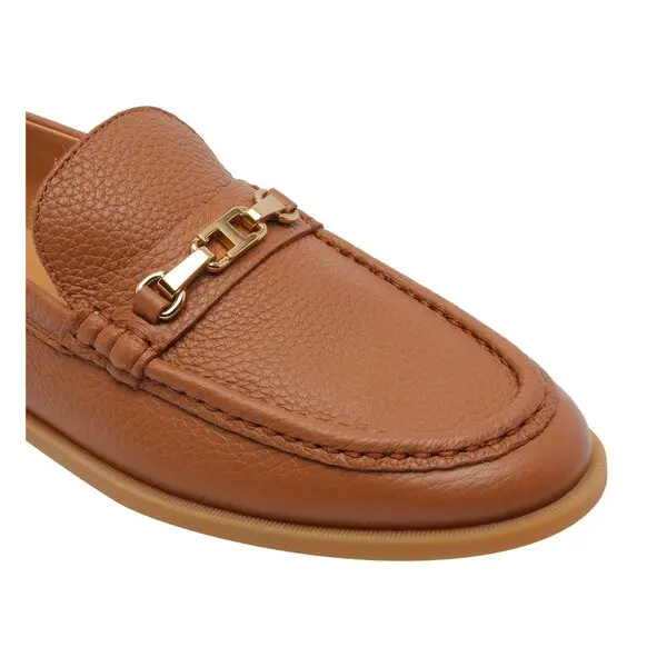 TOD'S Leather Loafers With Gold Tone Hardware - Brown