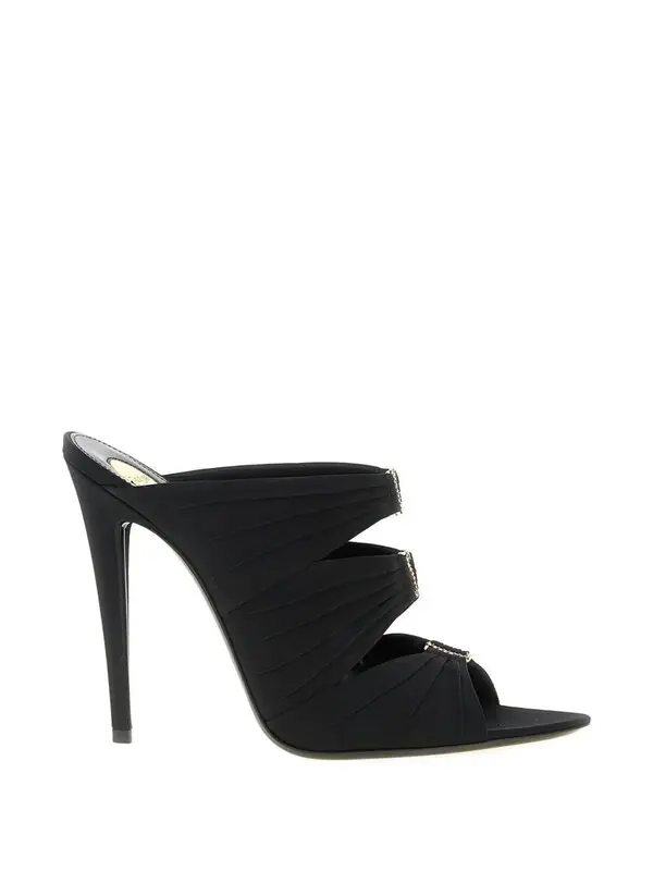 Saint Laurent Emilie 110 Satin Crepe Mules - Black