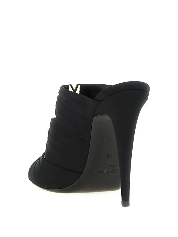 Saint Laurent Emilie 110 Satin Crepe Mules - Black