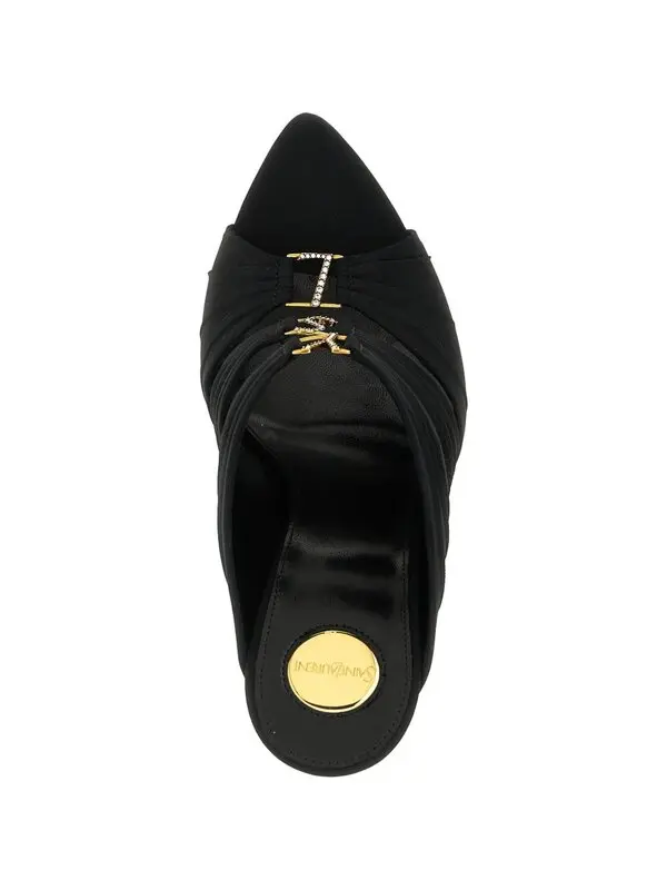 Saint Laurent Emilie 110 Satin Crepe Mules - Black
