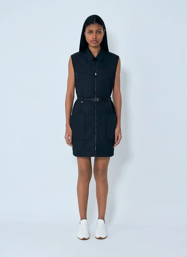 Prada Re-nylon Belted Mini Dress - Black