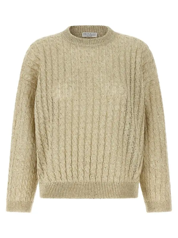 Brunello Cucinelli Dazzling Cable Knit Sequin Sweater