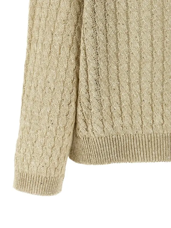 Brunello Cucinelli Dazzling Cable Knit Sequin Sweater