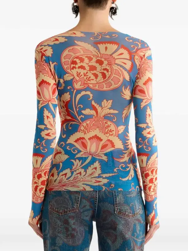 Etro Floral Print Long Sleeve Top