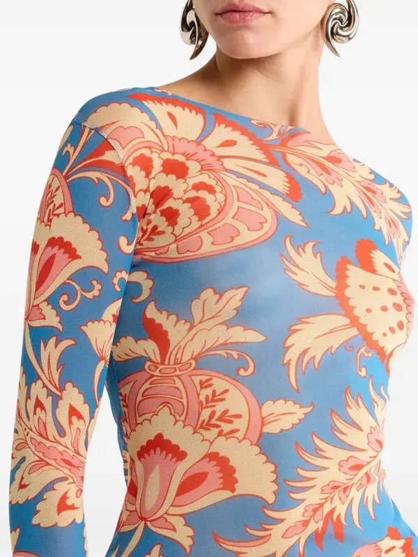 Etro Floral Print Long Sleeve Top