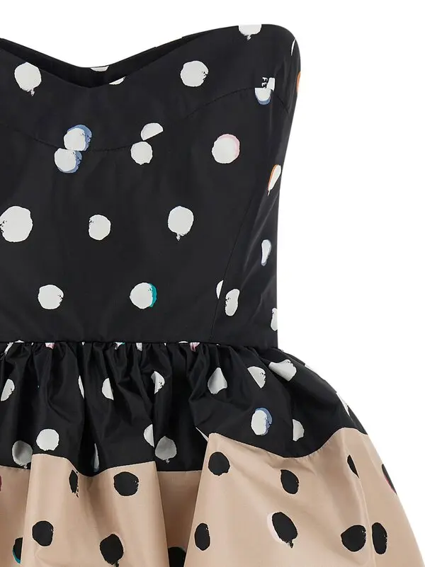 Fendi Falena Dots Print Taffeta Bustier Mini Dress