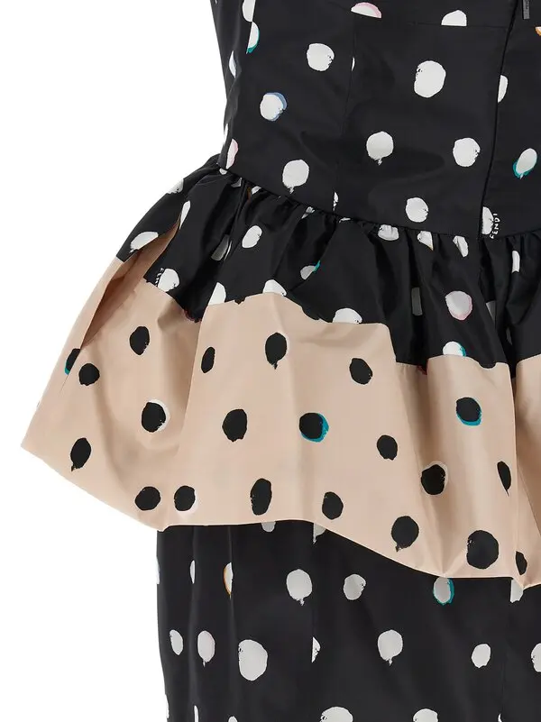 Fendi Falena Dots Print Taffeta Bustier Mini Dress
