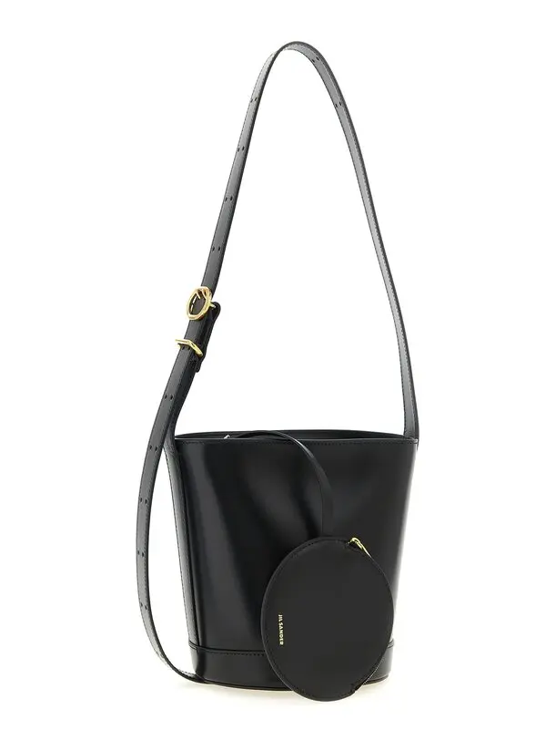 JIL SANDER Cannolo" Leather Bucket Bag - Black