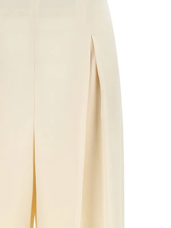 Max Mara Silk Wide Leg Pleated Pants - White