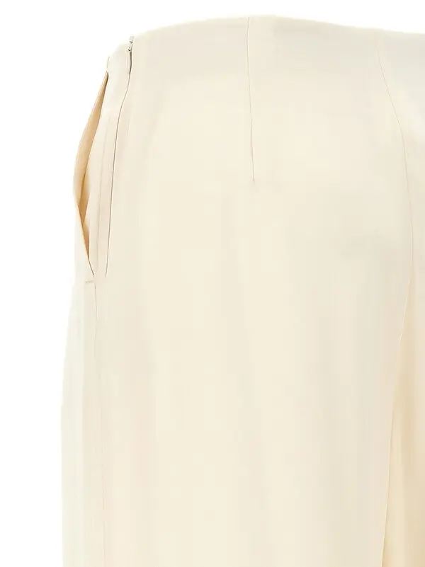 Max Mara Silk Wide Leg Pleated Pants - White