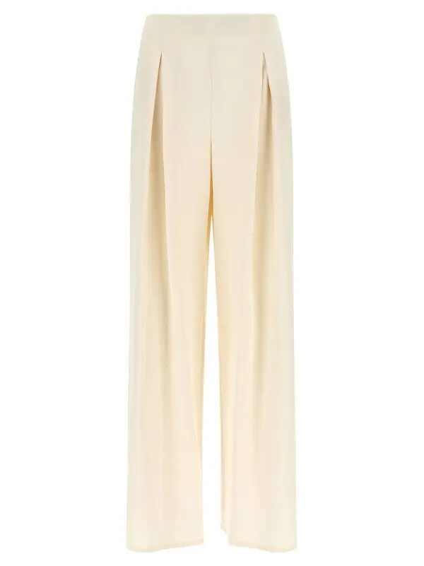 Max Mara Silk Wide Leg Pleated Pants - White