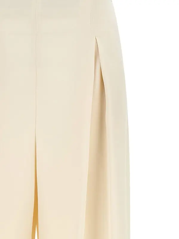 Max Mara Silk Wide Leg Pleated Pants - White